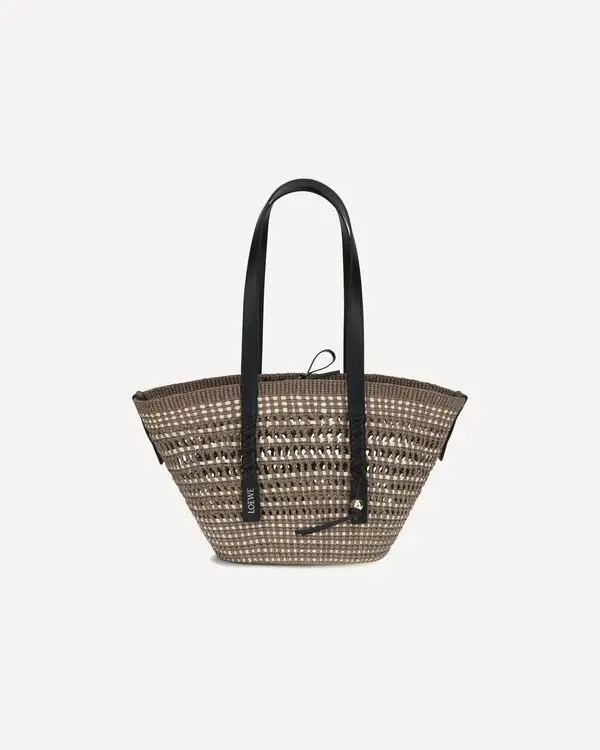 Loewe Medium Braided Basket Shoulder Bag In Iraca Palm And Calfskin - Brown