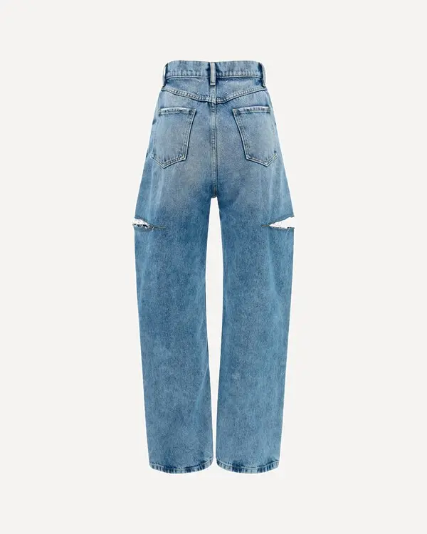 MAISON MARGIELA Cotton Jeans With Cut-out Detail - Light Blue