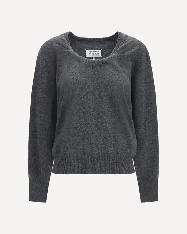 MAISON MARGIELA Wool Sweater With Gathered Neckline Feale - Grey