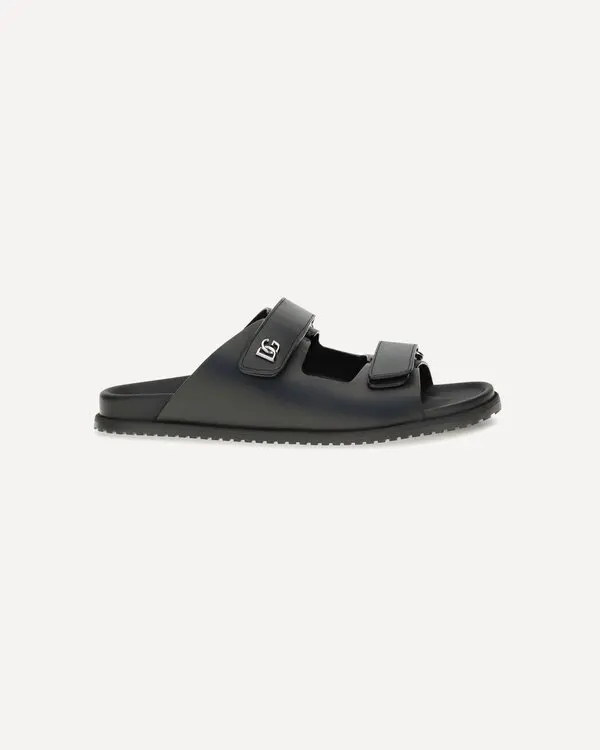 Dolce & Gabbana Calfskin Leather Sandals - Black