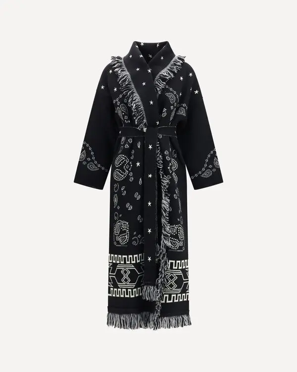 Alanui Bandana Jacquard Coat - Black
