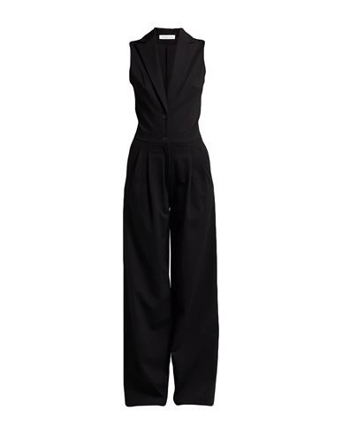 MANILA GRACE Sleeveless Lapel Collar Jumpsuit - Black