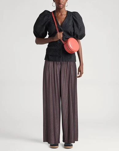 Momoni Burgundy High-waisted Wide-leg Pants