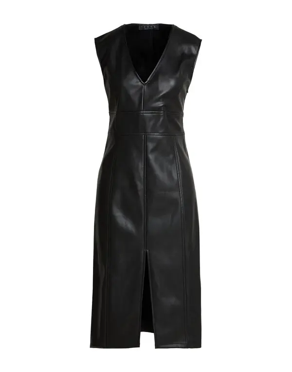 KAOS Bodycon Midi Dress With Plunge Neckline And Front Slit