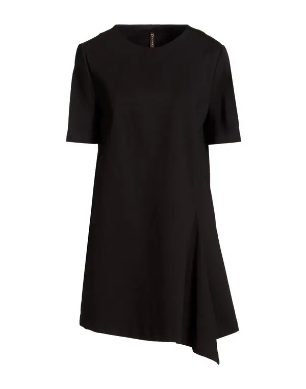 MANILA GRACE Asymmetrical Crewneck T-shirt Dress - Black
