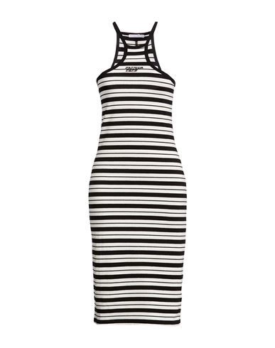 Patrizia Pepe Ribbed Striped Midi Dress - Black