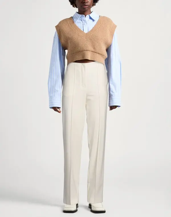 SEMICOUTURE Pants Ivory Size Polyester, Virgin Wool, Elastane