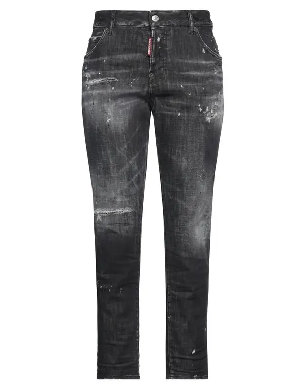 Dsquared2 Boyfriend Jeans In Cotton And Elastane With Cow Leather Details