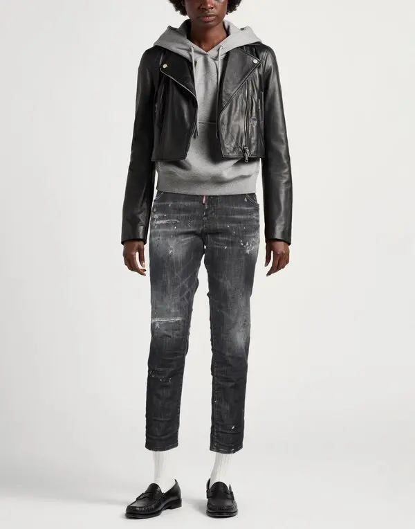 Dsquared2 Boyfriend Jeans In Cotton And Elastane With Cow Leather Details