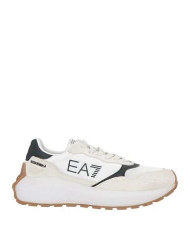 EA7 Sneakers Ivory Size Cow Leather, Polyester - White