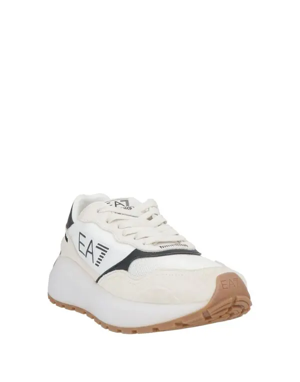 EA7 Sneakers Ivory Size Cow Leather, Polyester