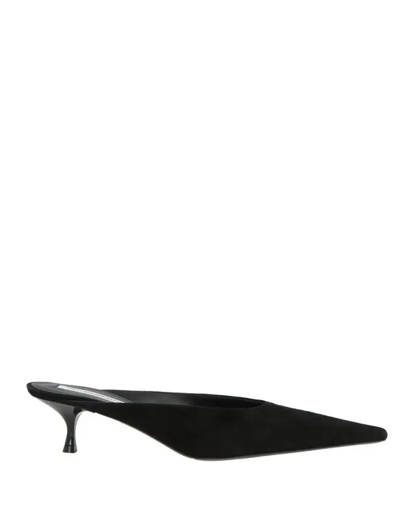 Victoria Beckham Suede Mules With Kitten Heel - Black