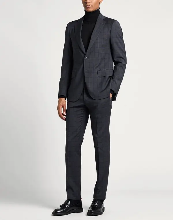 TOMBOLINI Suit Charcoal Size Wool, Elastane