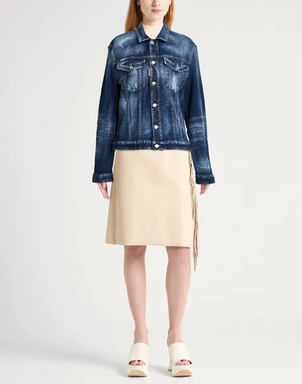 Dsquared2 Distressed Cotton Denim Trucker Jacket