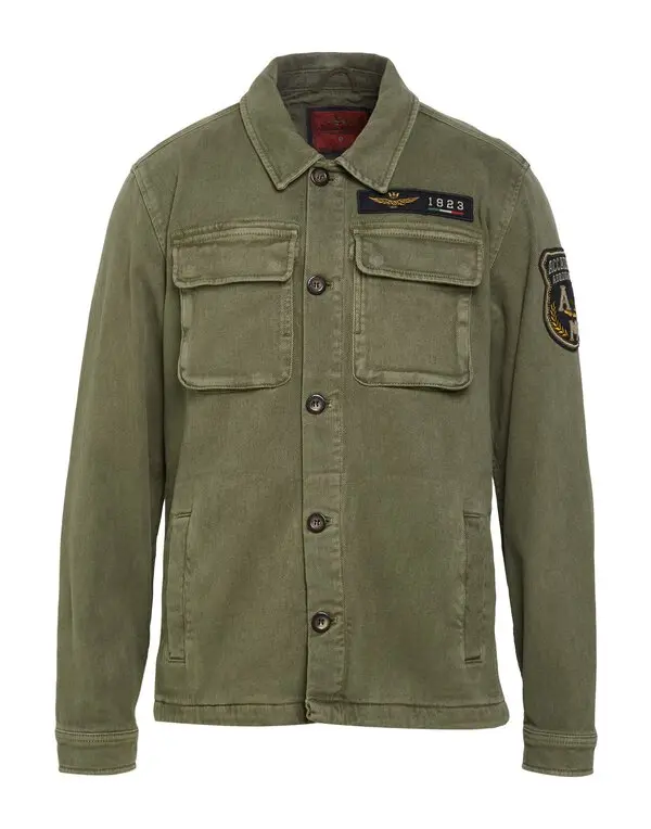AERONAUTICA MILITARE Cotton Elastane Twill Overshirt With Appliqués