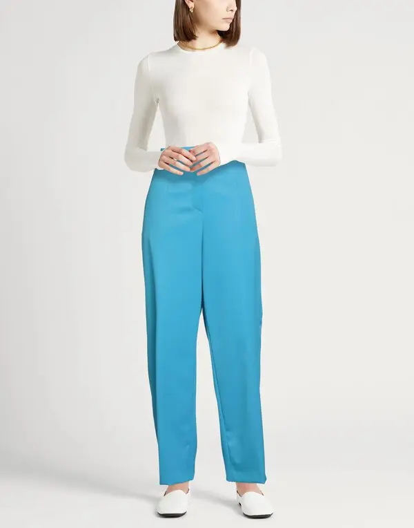 Erika Cavallini Azure Polyester, Virgin Wool, Elastane Wide-leg Pants