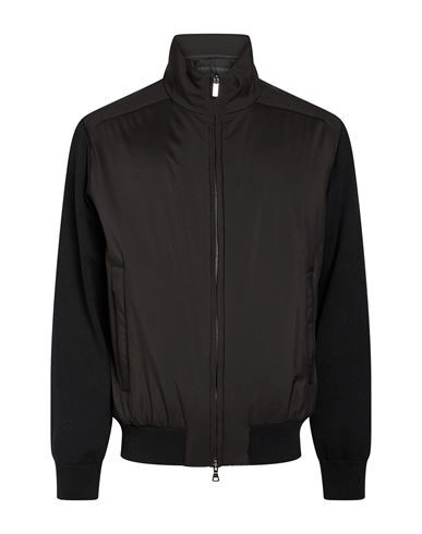 Paul & Shark Dark Virgin Wool And Polyester Bomber Jacket - Black