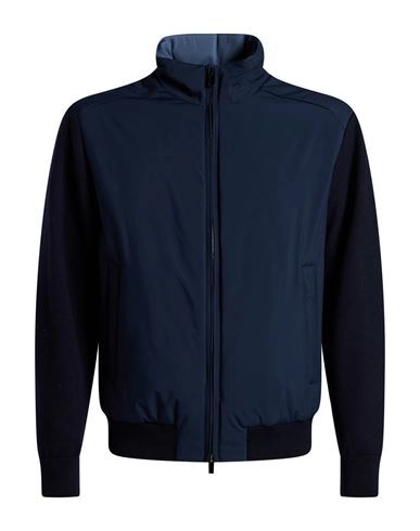 Paul & Shark Dark Virgin Wool And Polyester Bomber Jacket - Navy