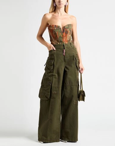 Dsquared2 Cotton Cargo Pants With Calfskin Details - Green