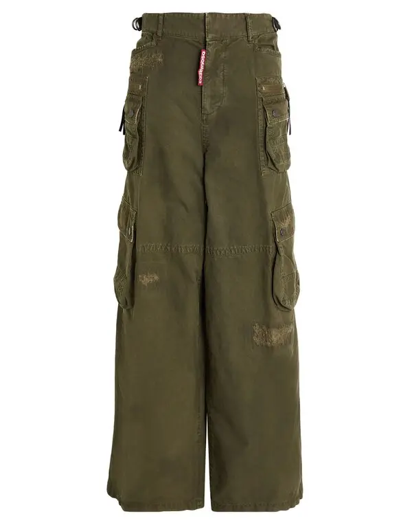 Dsquared2 Cotton Cargo Pants With Calfskin Details - Green