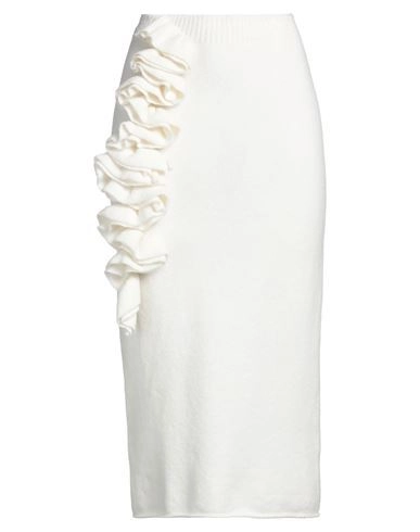 Liviana Conti Midi Skirt Cream Size Virgin Wool, Polyamide, Cashmere, Elastane - White