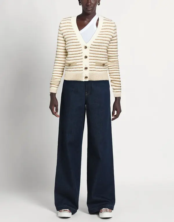 NO SECRETS Metallic Striped Knit Cardigan