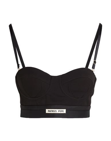 Patrizia Pepe Top Size Polychloride, Elastane - Black