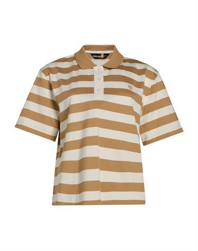 Timberland Polo Shirt With Embroidered Logo And Striped Pattern - Beige