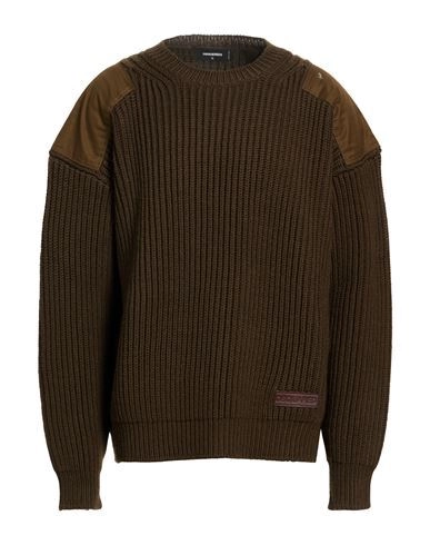 Dsquared2 Sweater Military Size Virgin Wool, Cotton, Calfskin - Green