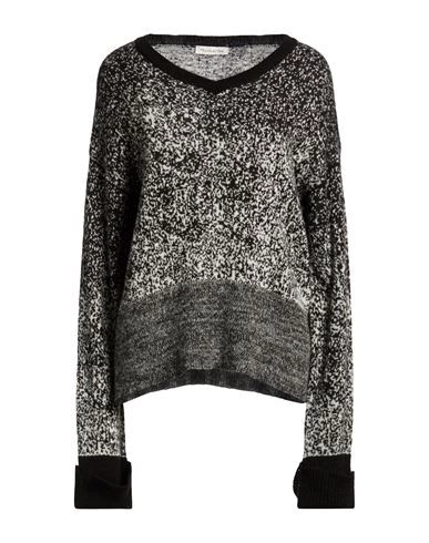 MANILA GRACE Mélange V-neck Sweater - Black