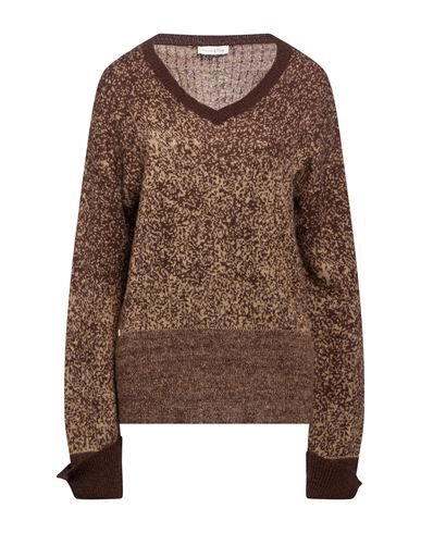 MANILA GRACE Mélange V-neck Sweater - Brown