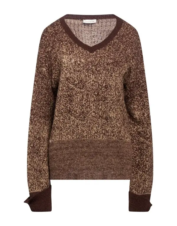 MANILA GRACE Mélange V-neck Sweater - Brown