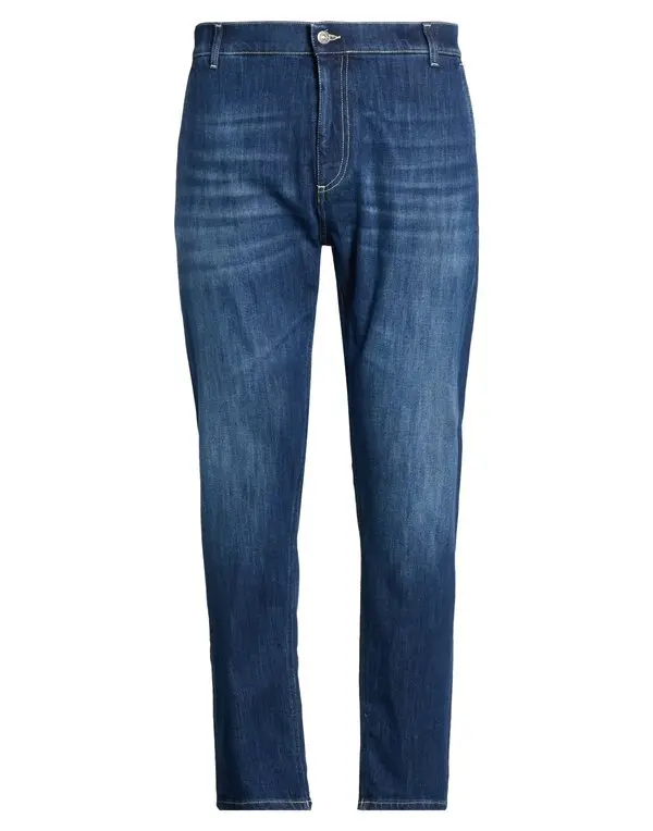 DONDUP Tapered Jeans With Designer Plaque In Dark Wash Denim - Blue