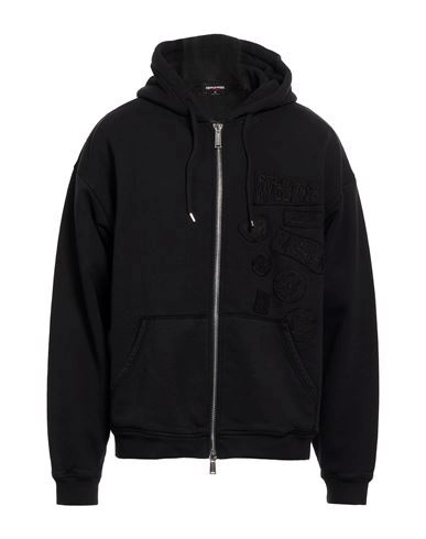 Dsquared2 Cotton Fleece Zip-up Hoodie With Appliqués - Black