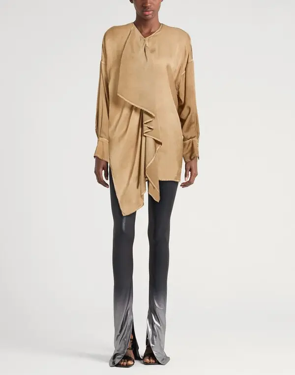 UMA WANG Sand Silk Ruched Shirt