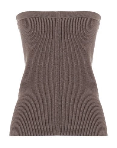 Rick Owens Ribbed Knit Strapless Top In Virgin Wool Blend - Grey