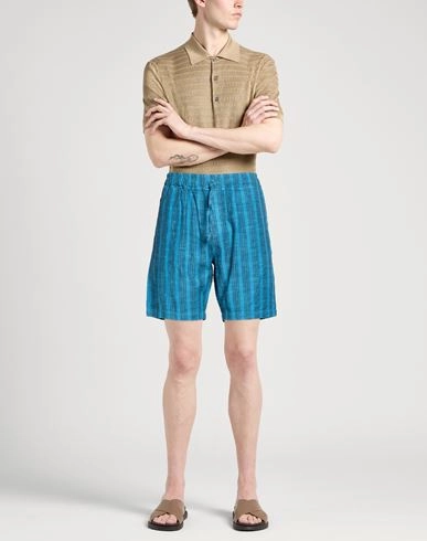 Crossley Deep Teal Cotton And Linen Blend High-waisted Shorts