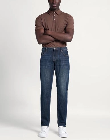 Emporio Armani Tapered Jeans In Dark Wash Denim