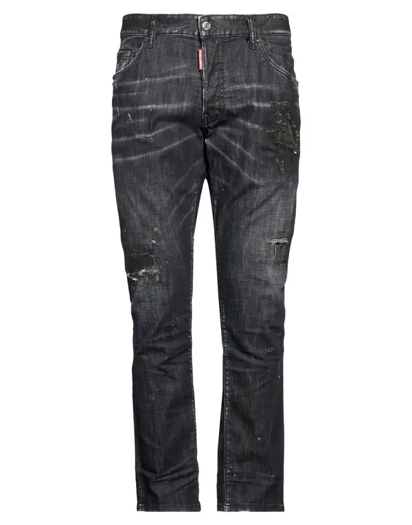 Dsquared2 Cotton Elastane Jeans With Cow Leather Detail