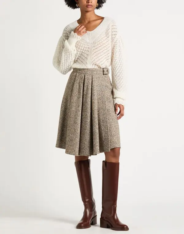 Brunello Cucinelli Midi Skirt In Virgin Wool, Silk, And Polyamide