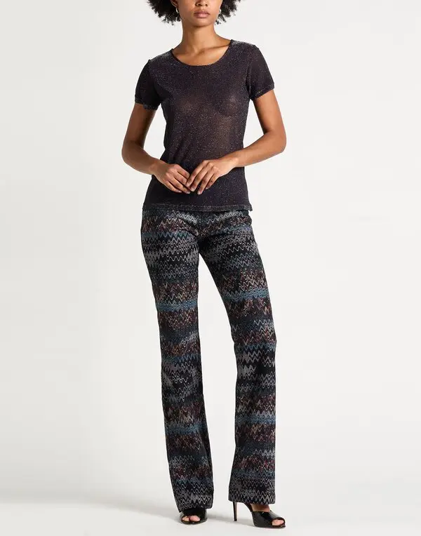 Missoni Viscose & Metal Fiber Flared Pants - Midnight Blue