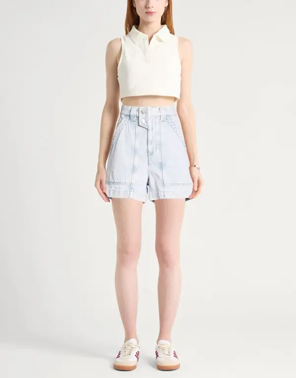 MARANT ETOILE High Waisted Light Wash Denim Shorts
