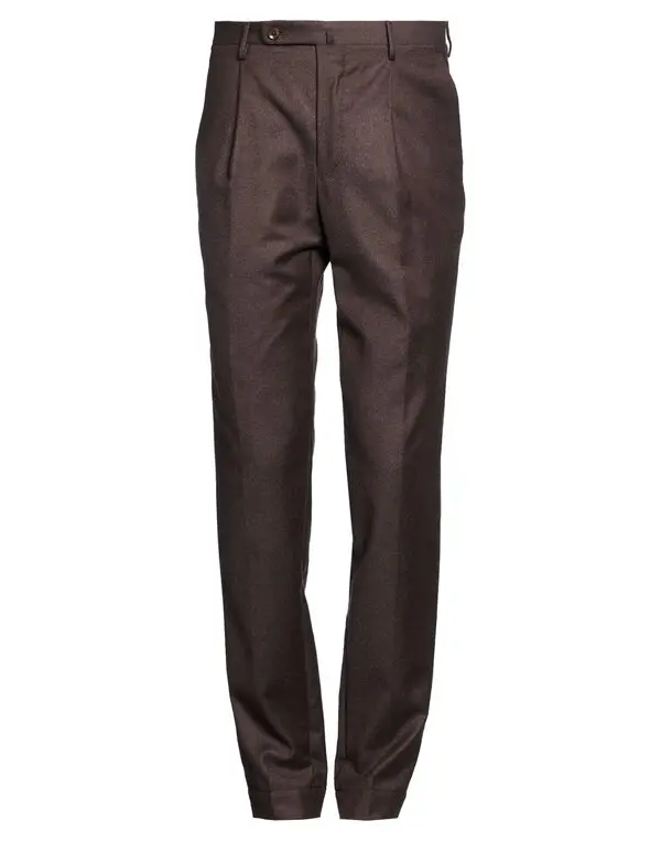 Incotex Chocolate Virgin Wool Tailored Tapered Leg Pants