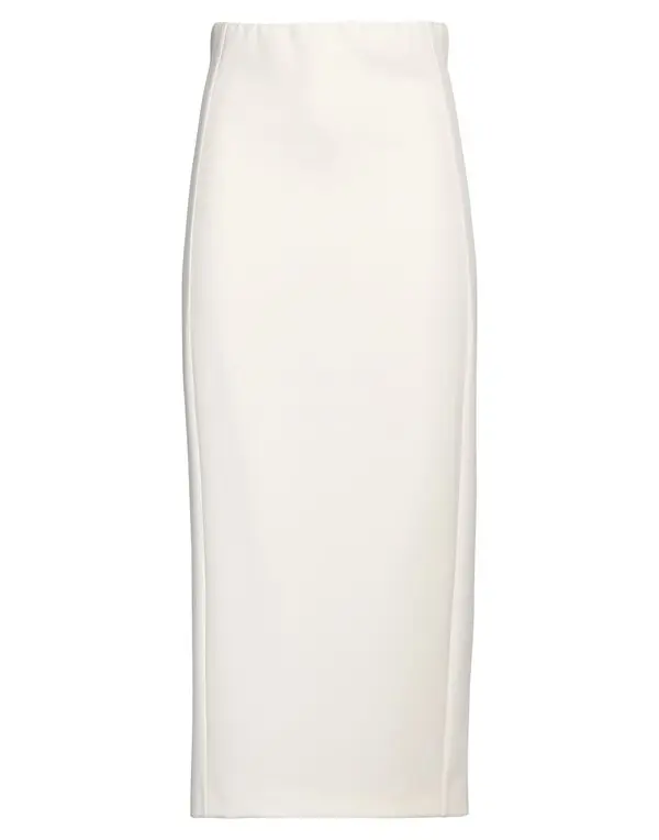 SEMICOUTURE Cream Stretch Crepe Midi Skirt