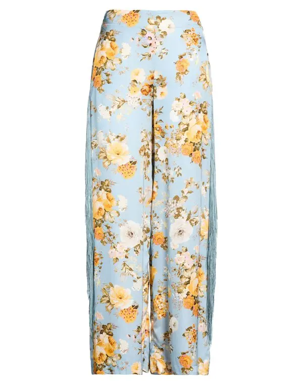 JUCCA Viscose Floral Print Wide-leg Pants With Fringe Detail