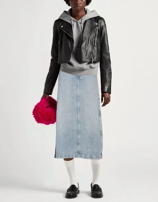 7 For All Mankind Flared Denim Midi Skirt