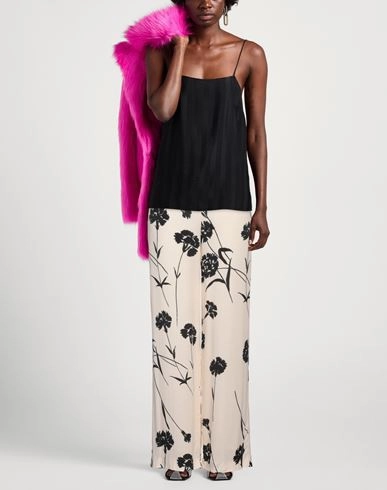 TWINSET Cream Viscose Floral-print Wide-leg Pants