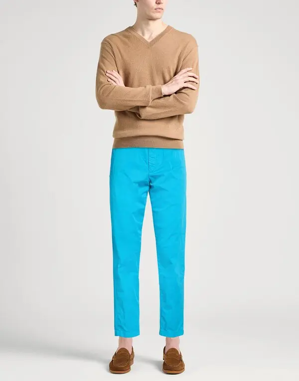WHITE SAND Pants Turquoise Size Cotton, Elastane