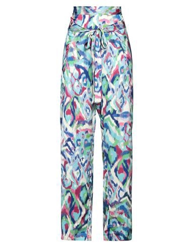 Liu Jo Azure Multicolor Satin Pants - Blue