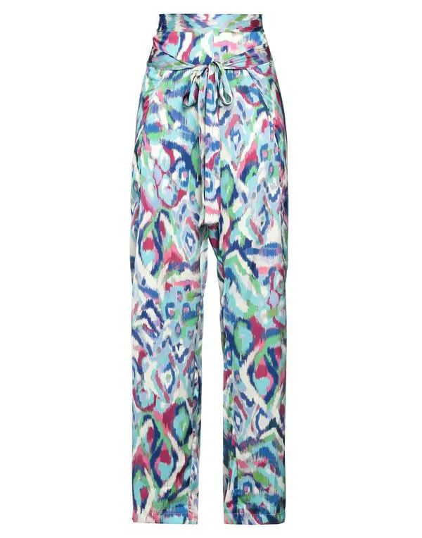 Liu Jo Azure Multicolor Satin Pants - Blue